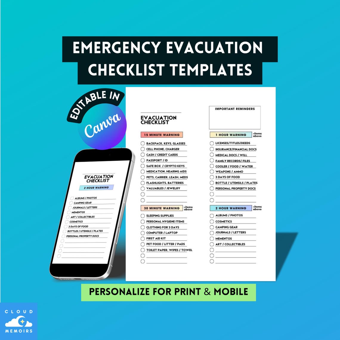Emergency Evacuation Checklist Templates: Fire Flood Earthquake ...