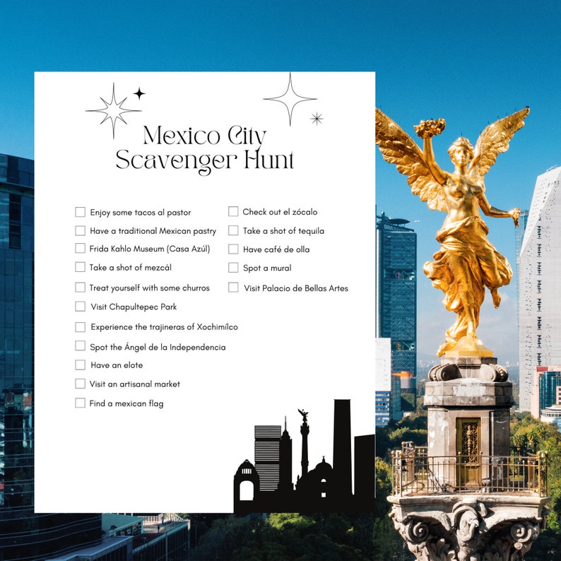 Mexico City Scavenger Hunt Printable Instant Download Adult Travel Game ...