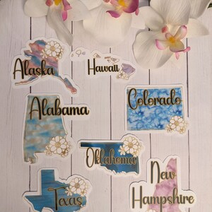 US State Colorful Floral Sticker - Etsy