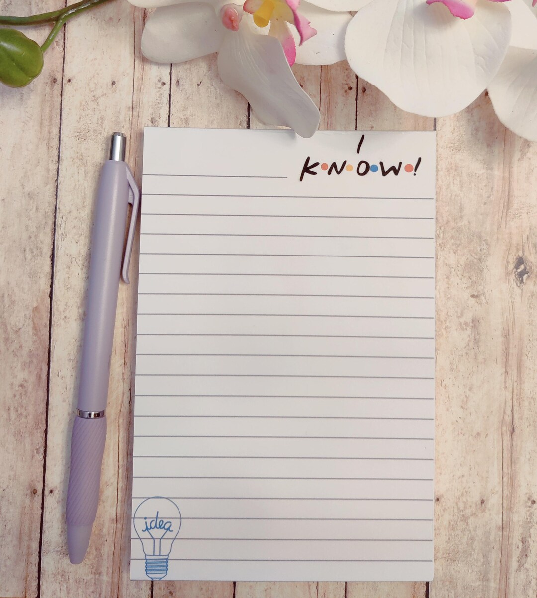 Friends TV Show Notepad: Monica Geller 'I Know' Quote, 4x6 Stationery ...