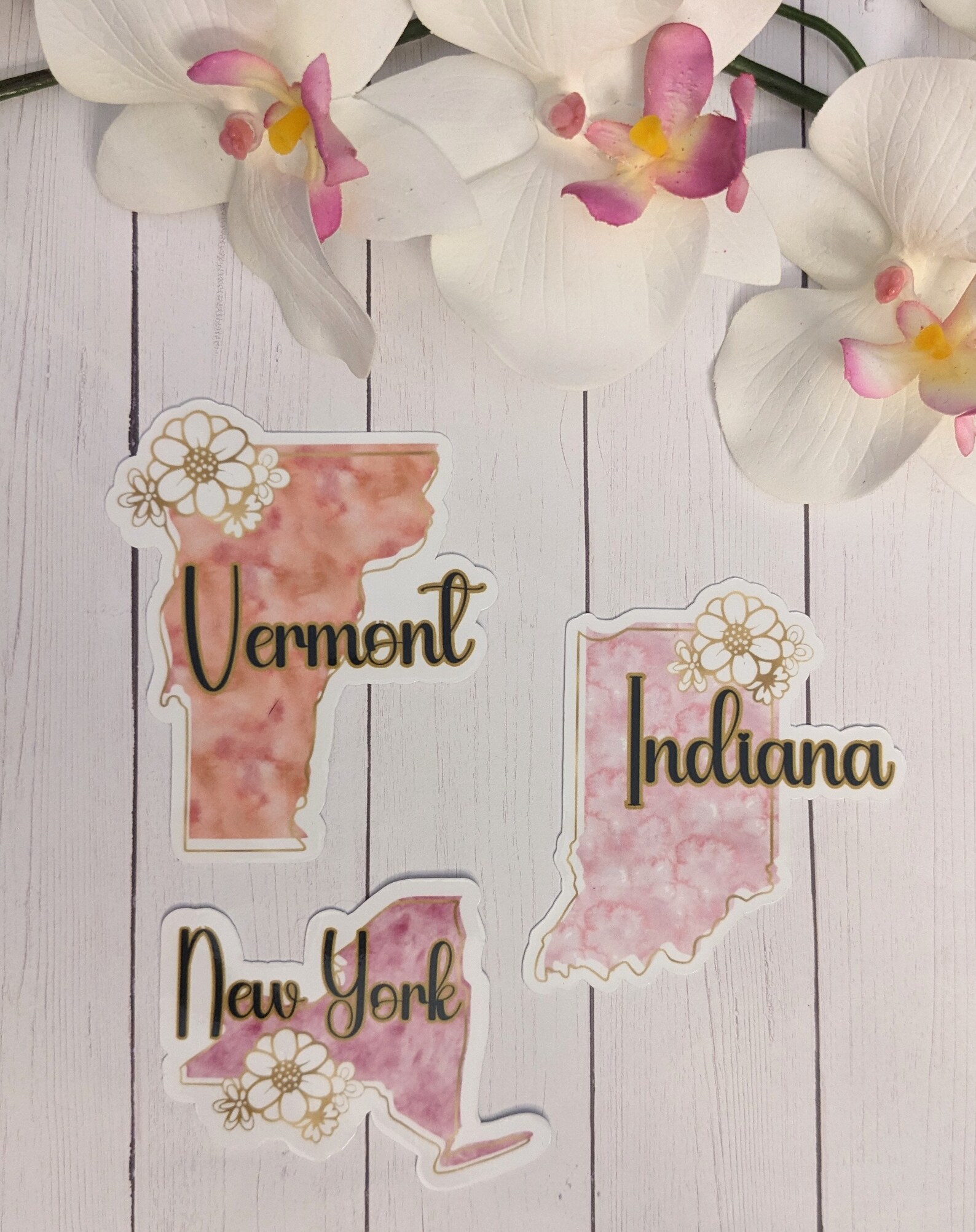US State Colorful Floral Sticker - Etsy