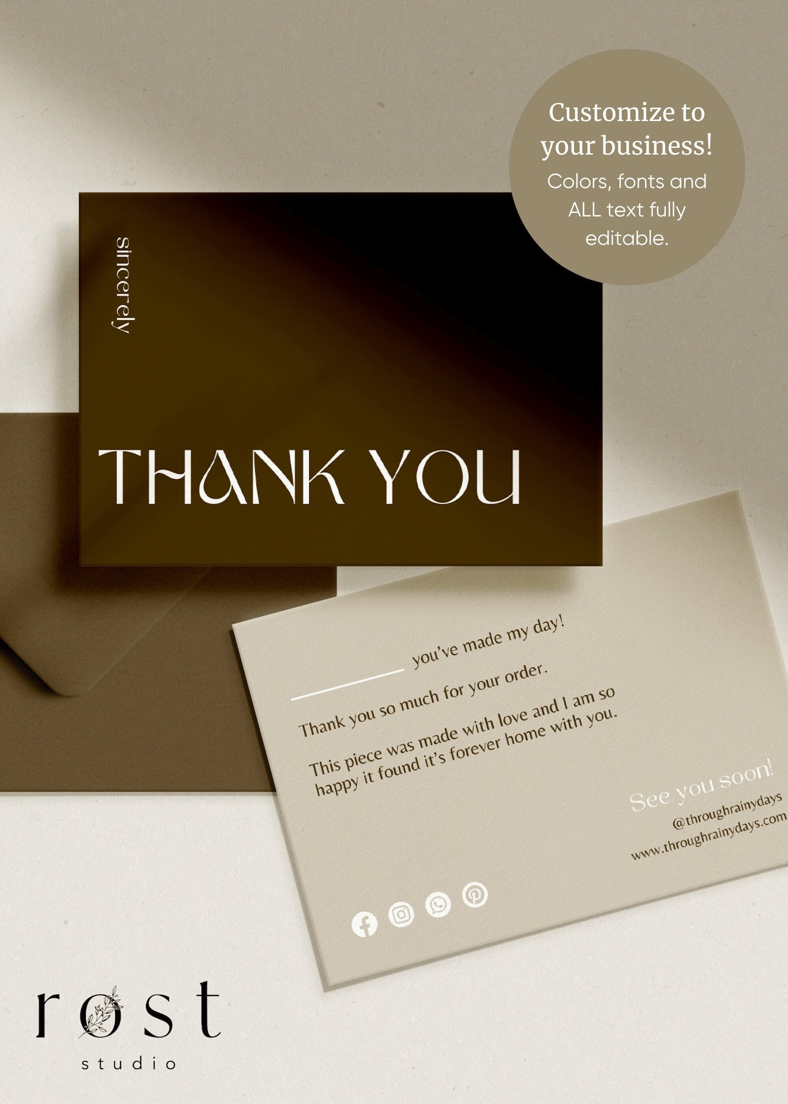 Thank You Card Template, Minimalist Thank You Cards, Edgy Thank You ...