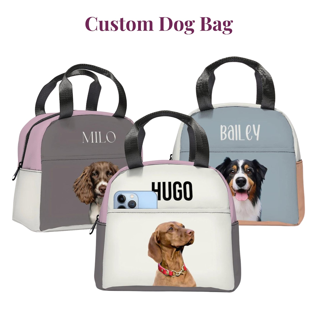Personalised Doggie Day Care Lunch Bag Minimalist Dog Travel Bag Custom ...