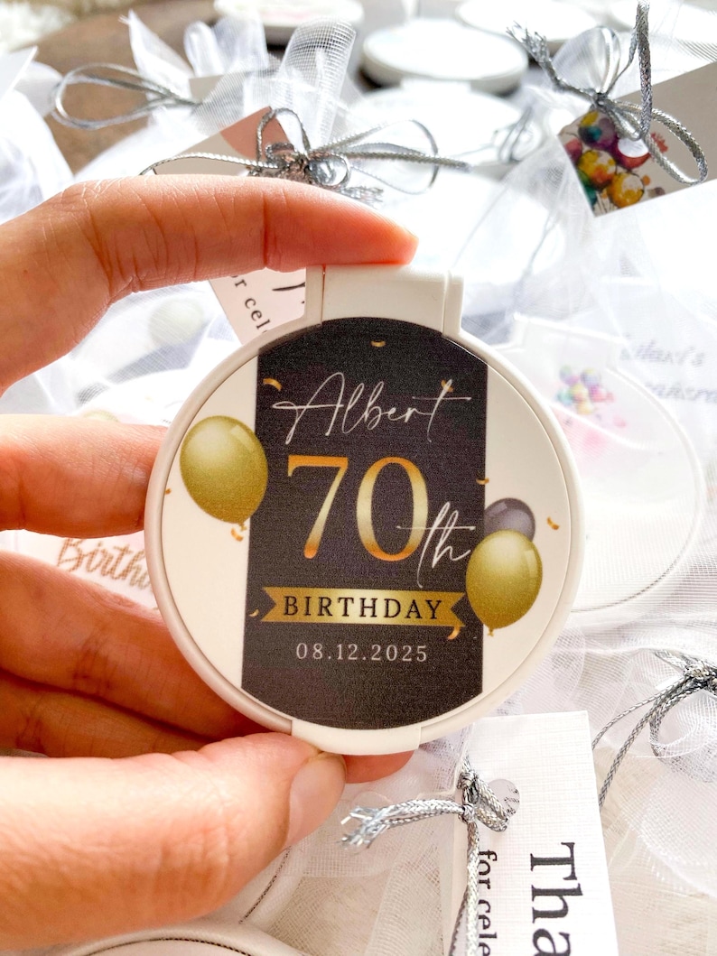 Personalized Pink & Gold Pocket Mirror | Custom Compact Mirror Favor ...