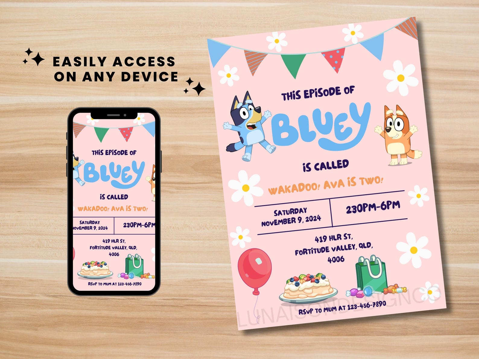 Pink Birthday Party Invitation Template Party Invitation Digital Party ...