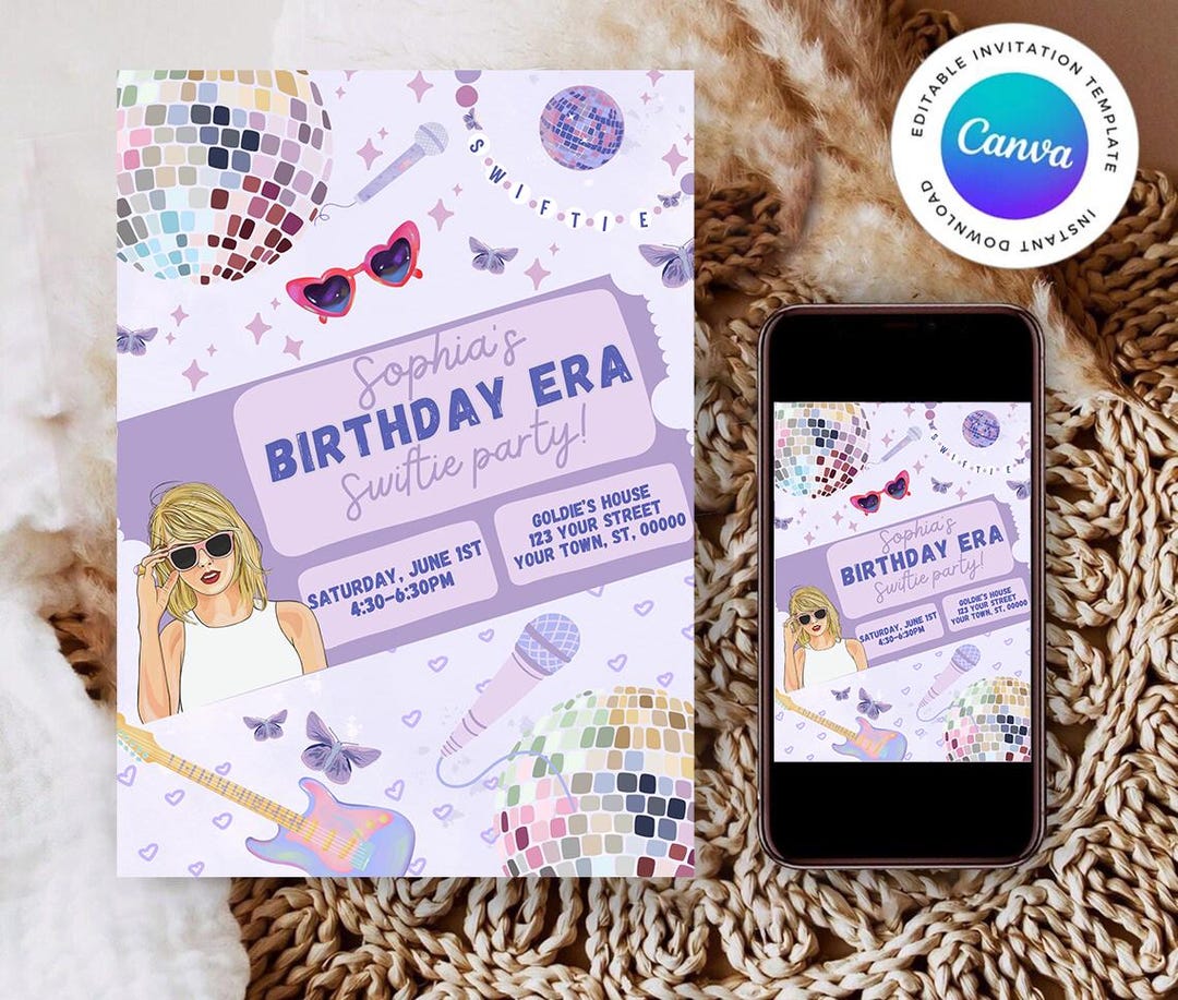 The Eras Tour Birthday Party, Printable Swifties Birthday Digital ...