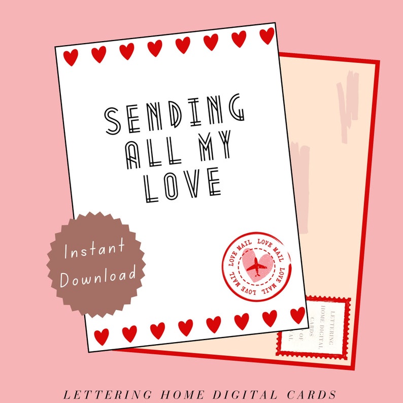 Printable Valentines Card, Printable Valentines Day Card, Sending Love ...