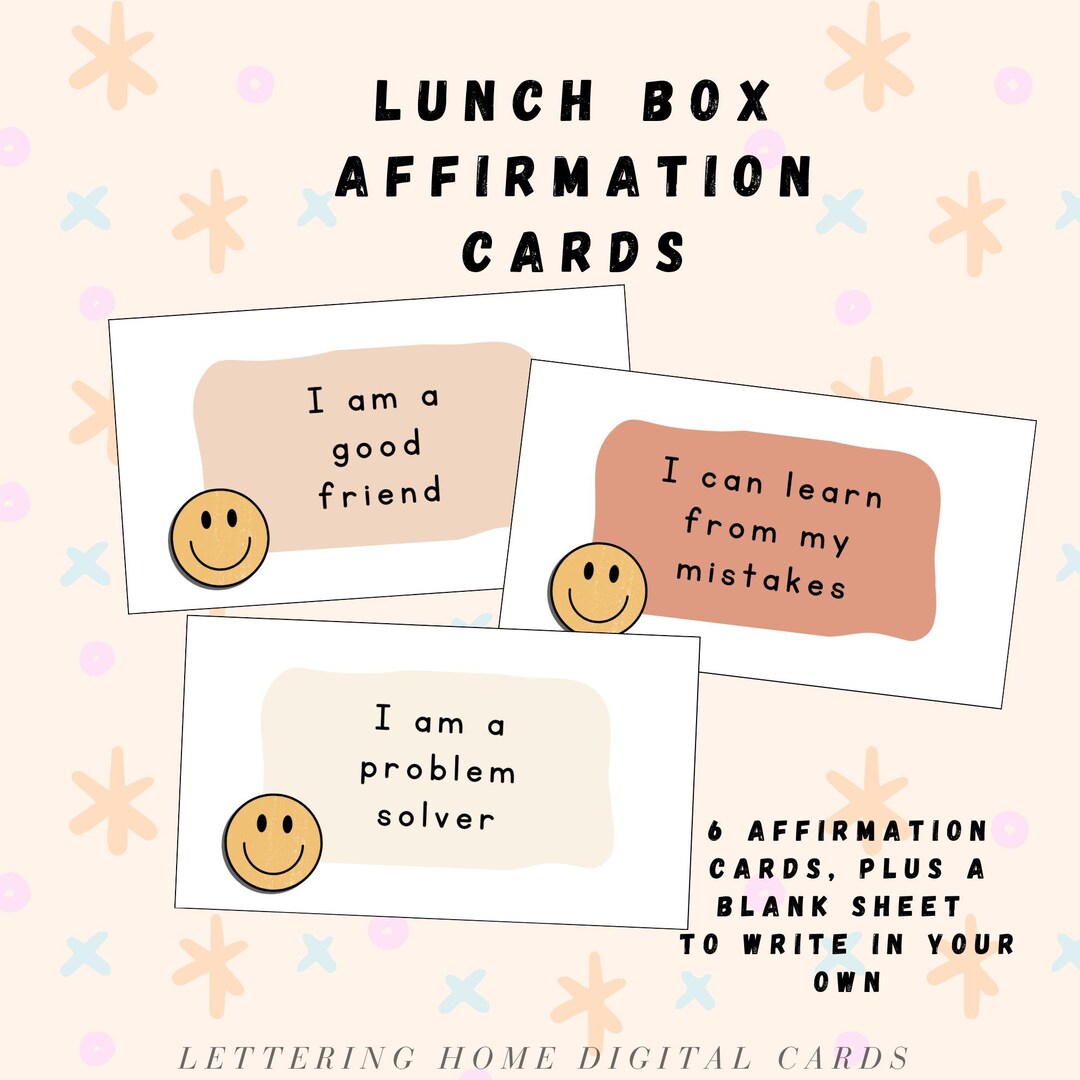 Lunch Box Affirmation Cards, Lunch Box Notes, Lunch Box Affirmation ...