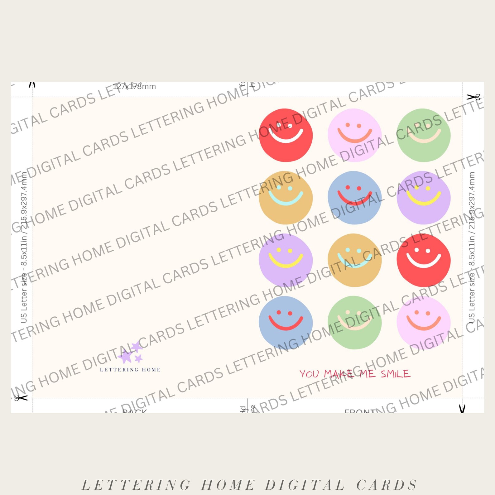 Smiley Face Digital Download Card, Smiley Face Card, You Make Me Smile ...