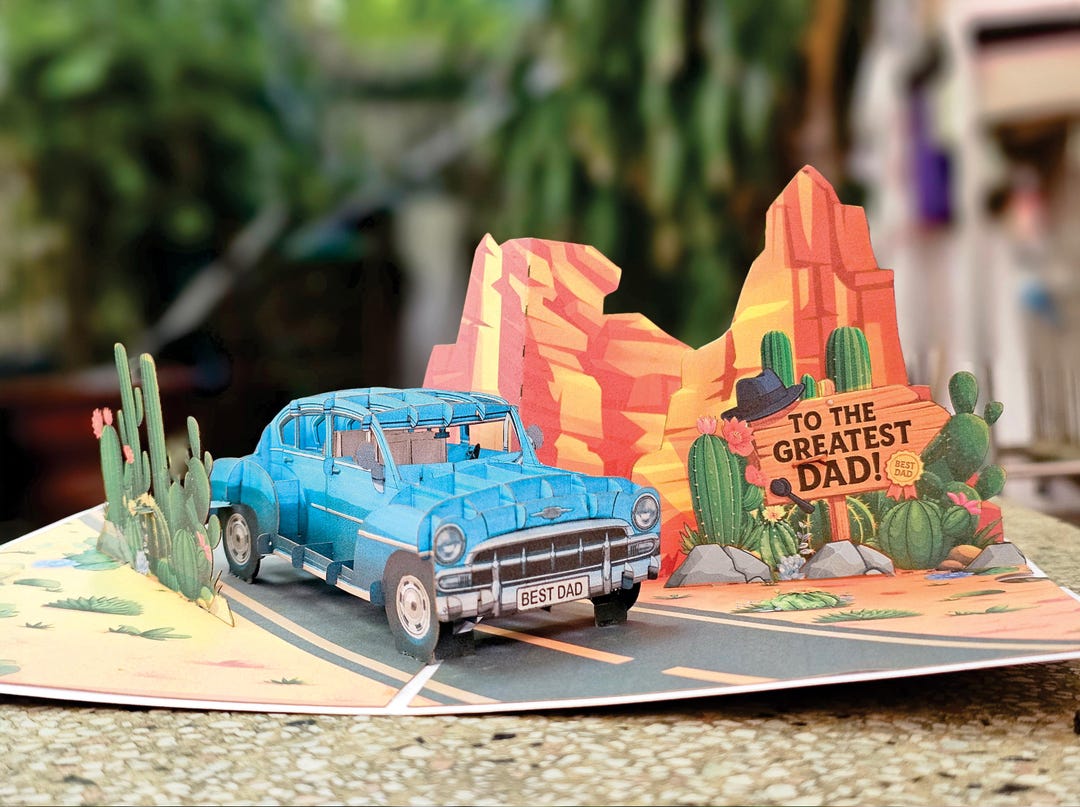 3D Car Pop-up Father's Day Card: DIY Paper Craft (SVG, PDF Downloadable ...