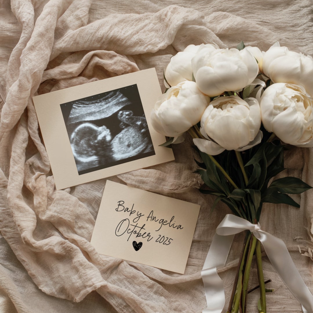Floral Pregnancy Announcement Digital, Modern Baby Instant Social Media ...