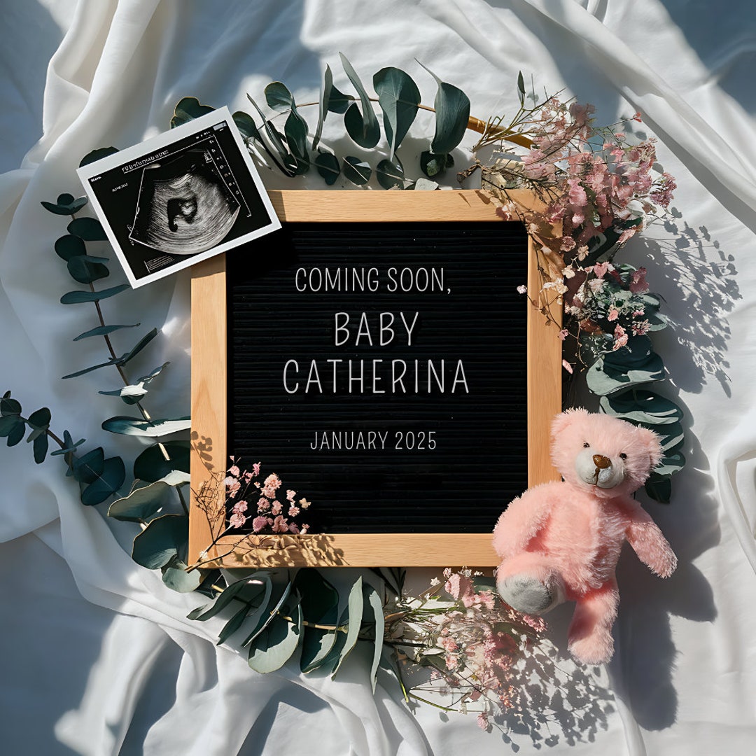 Editable It's a Girl Baby Announcement: Minimalist Gender Reveal ...