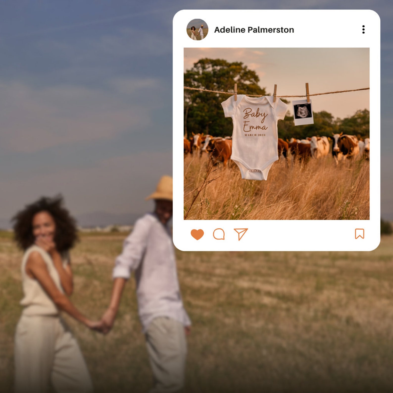 Cow Theme Digital Pregnancy Announcement Western Themed Pregnancy ...
