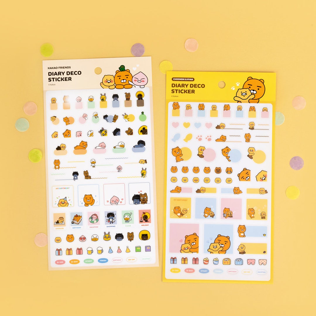 Kakao Friends Diary Deco Sticker Scrapbooking Journaling Decorate - Etsy