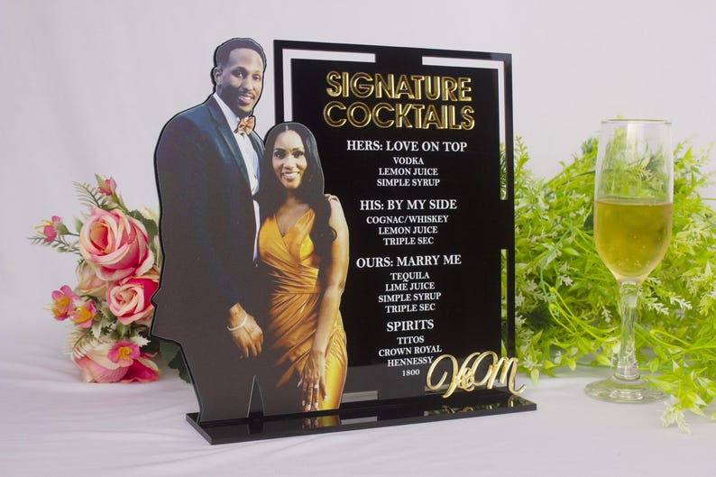 Custom Photo Acrylic Bar Menu Sign: Wedding, Birthday, Signature Drinks ...