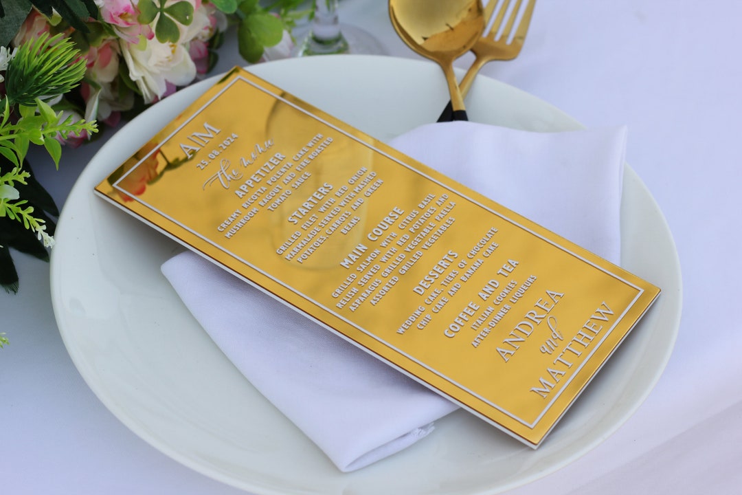 Acrylic Menu Card, Wedding Menu, Acrylic Wedding Menu Card, Acrylic ...