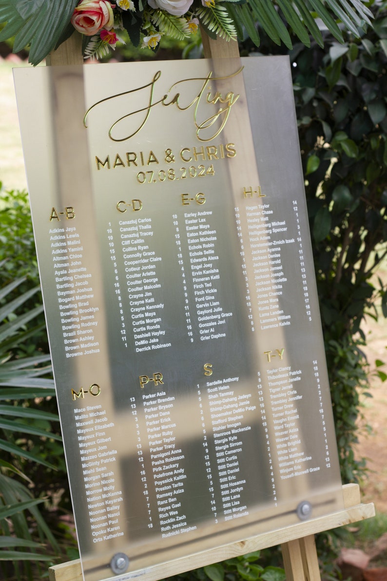 Wedding Seating Chart, Frosted Acrylic Seating Chart, Wedding Signage ...