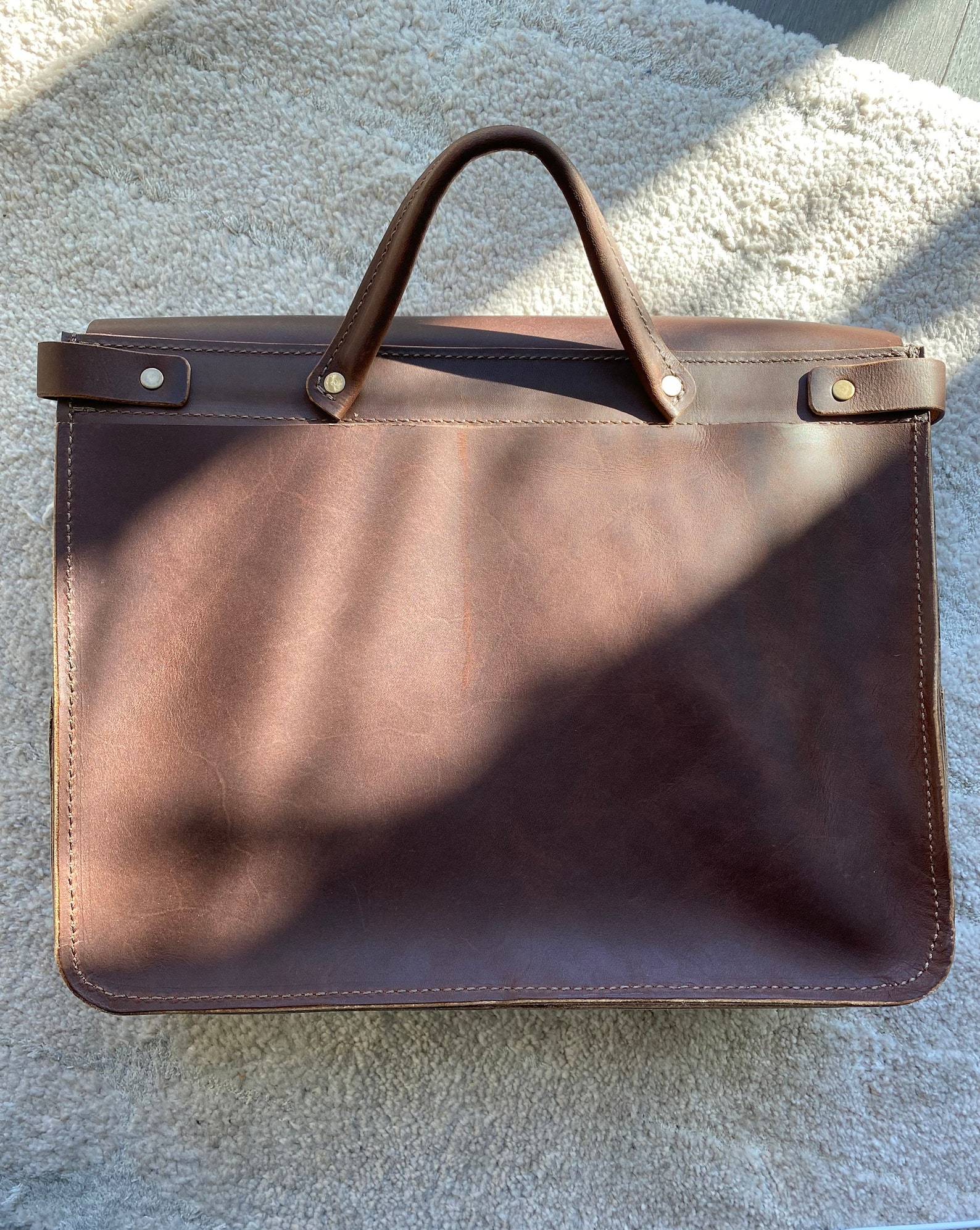 Leather Messenger Bag in Hickory Brown Vintage Mail Bag Style With ...