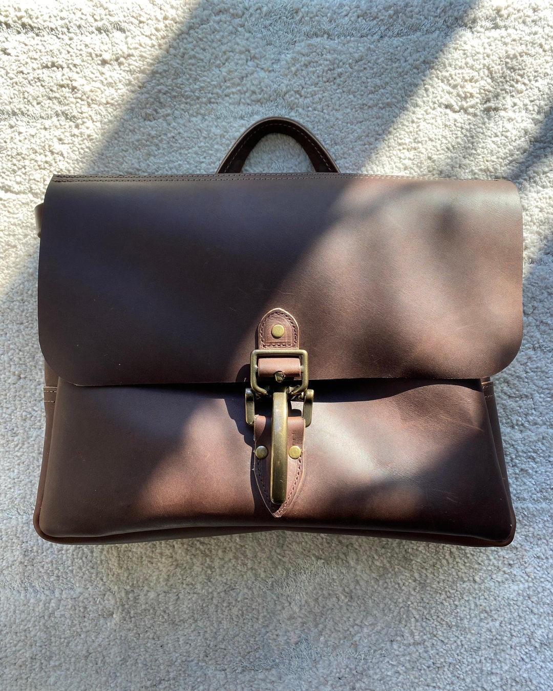 Leather Messenger Bag in Hickory Brown Vintage Mail Bag Style With ...
