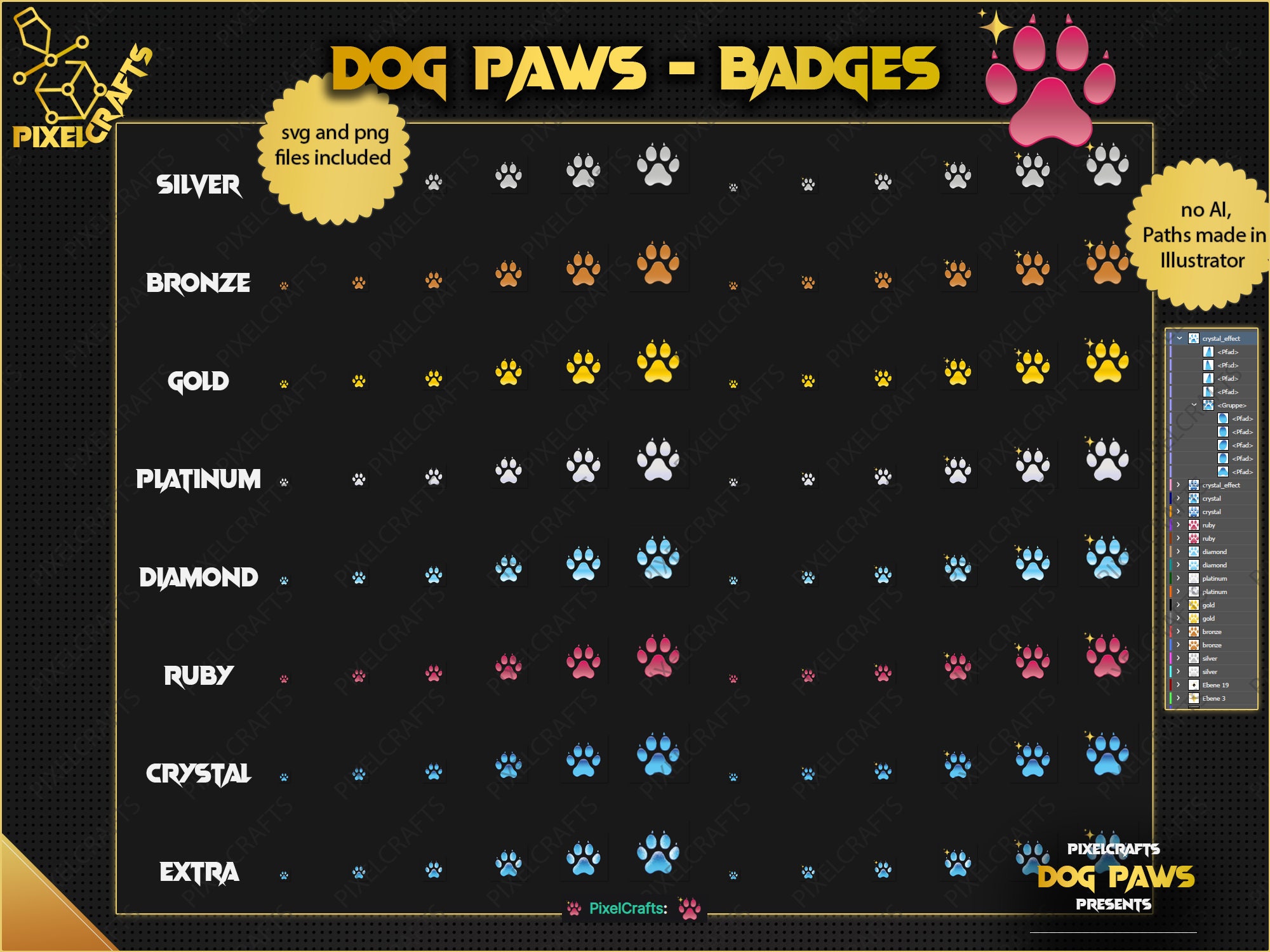 Twitch Dog Paw Badges Emotes SVG Vector PNG Sreamer - Etsy