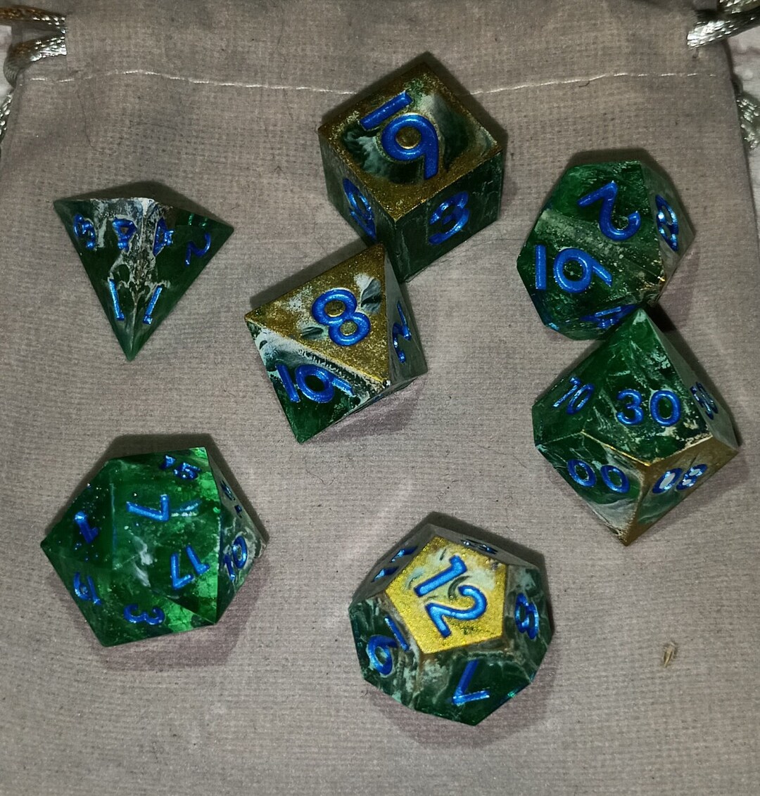 Dice Golden Green Master Set - Etsy