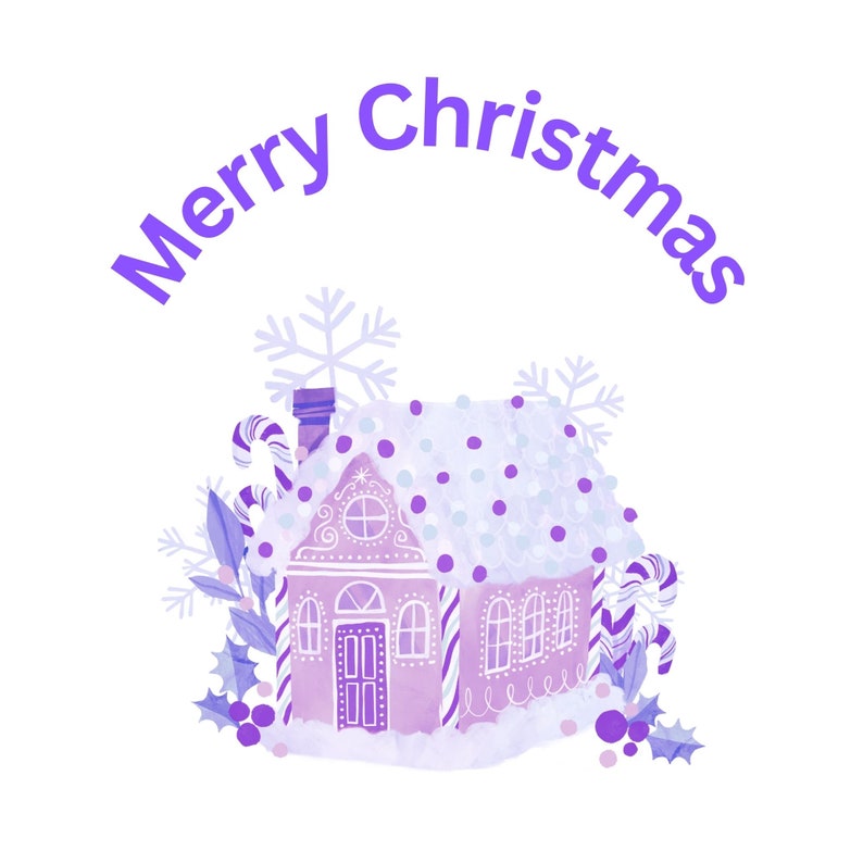 Gingerbread House, Christmas, Printable Circle Sticker, Purple - Etsy