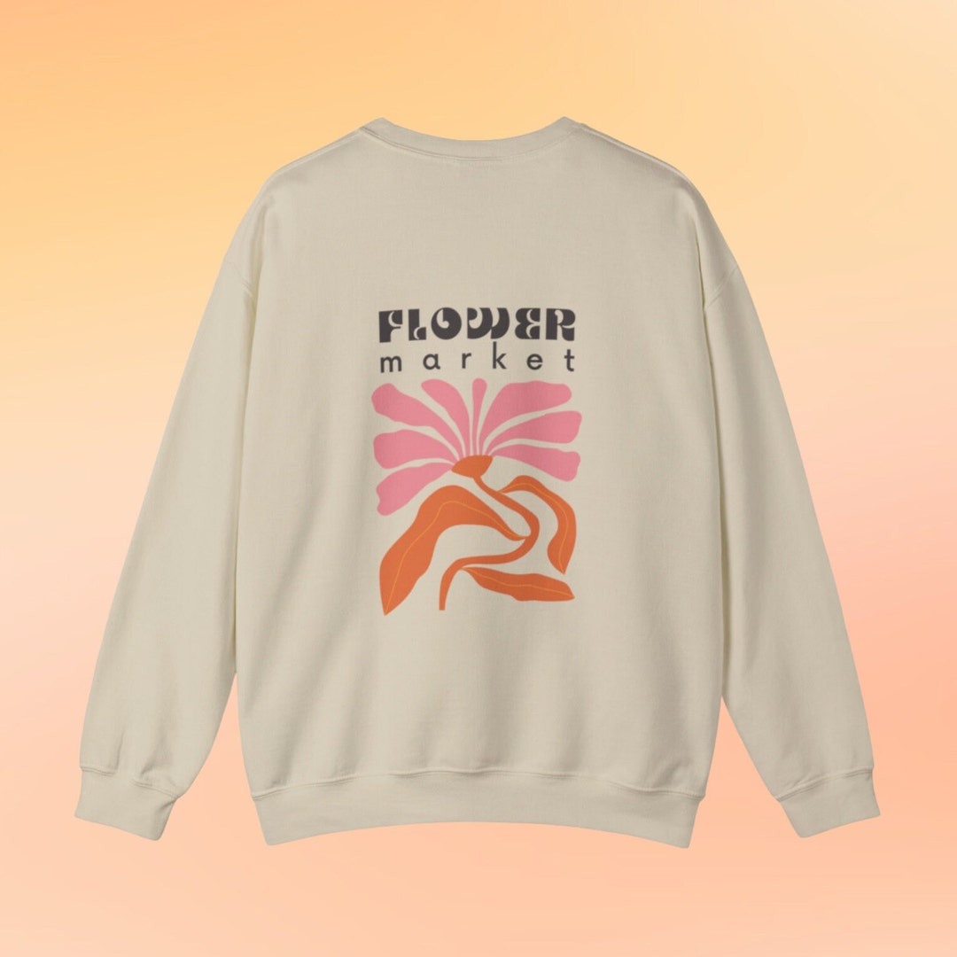 Flower Market Crewneck the Flower Market Sweatshirt Tan & - Etsy