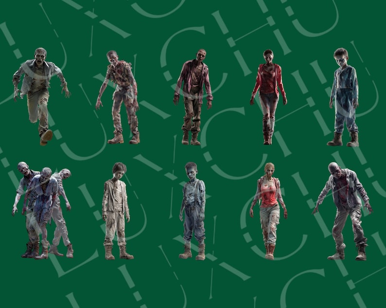 Zombie Clipart Bundle: Creepy Horror Graphics, Halloween PNG (digital ...