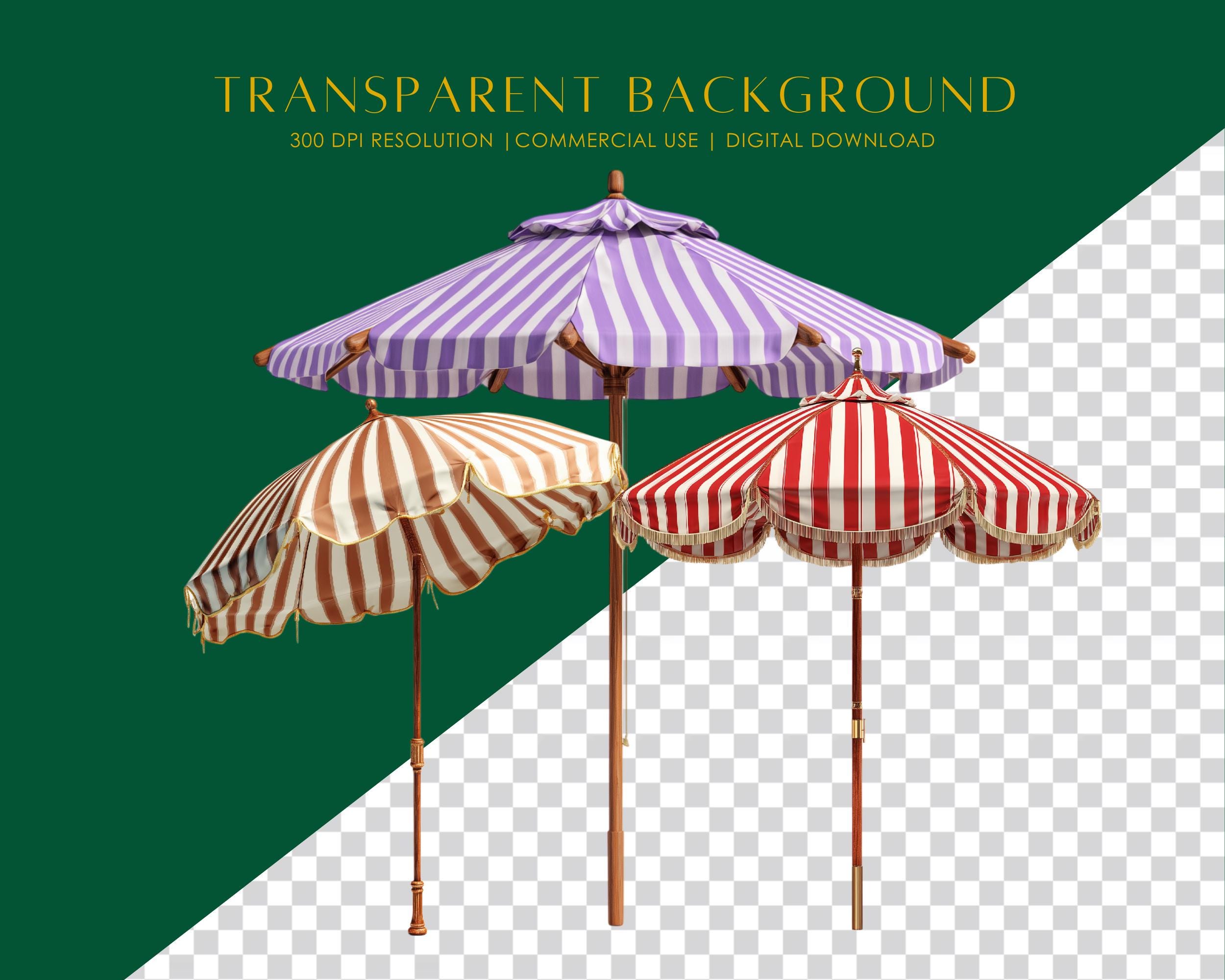 45 Beach Umbrella Cclipart| Summer Clipart| Realistic Clipart| Umbrella ...