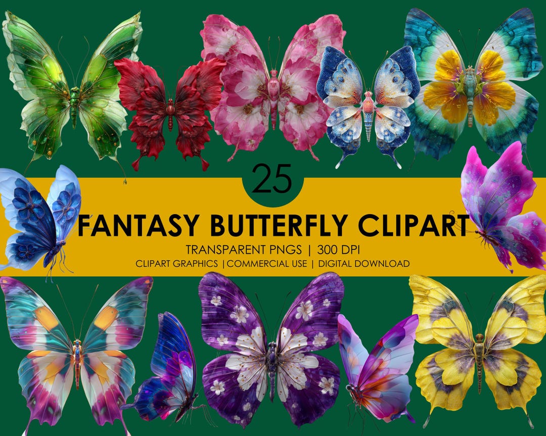 Fantasy Butterfly Clipart: Magical Wing Graphics, Animal PNG, Realistic ...