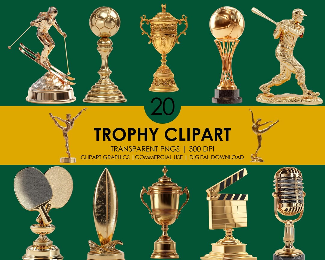 20 Trophy Clipart, Trophy PNG, Award Clipart Bundle, Sports Trophy Png ...