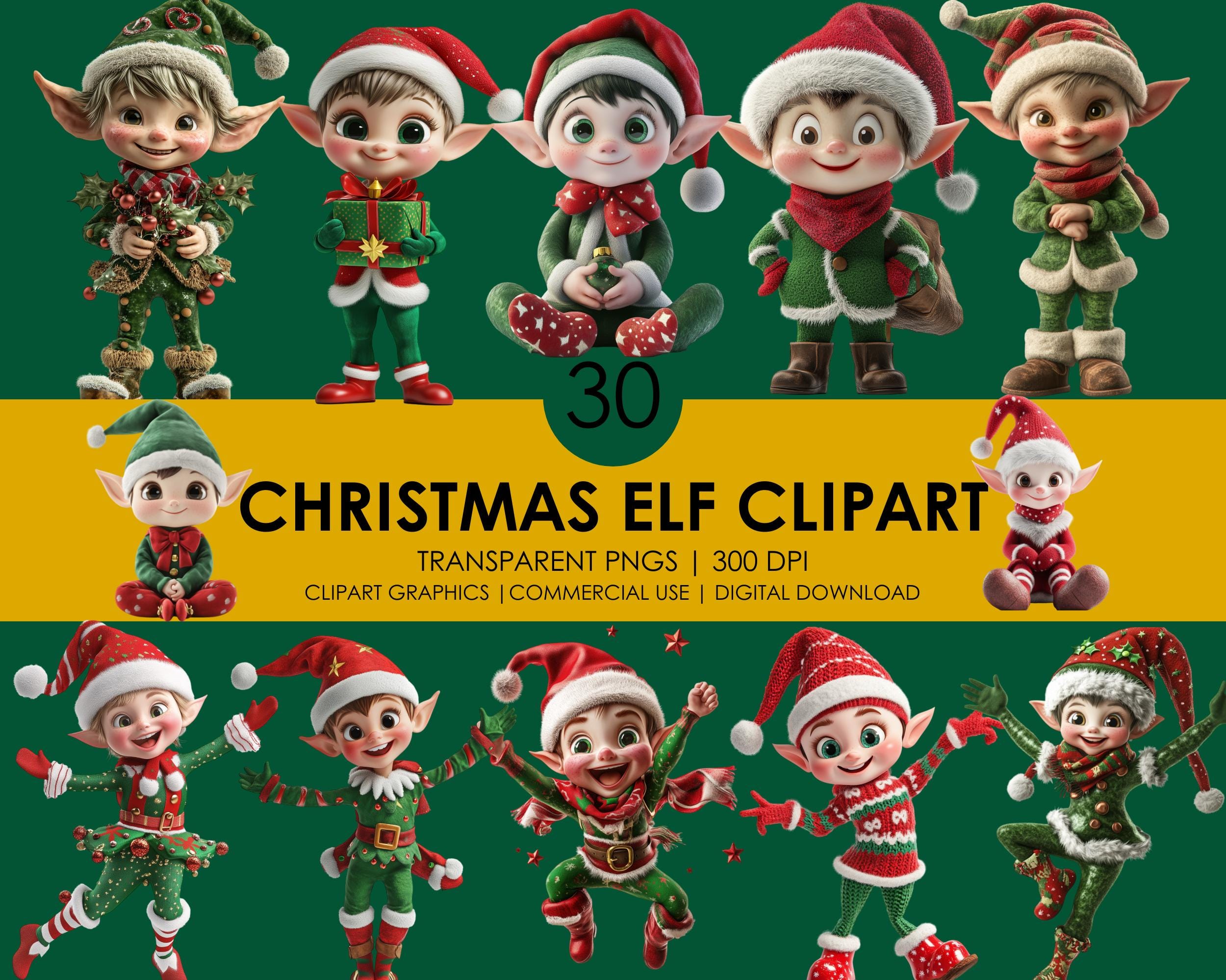 30 Elf Clipart| Christmas Elf Clipart| Cartoon Clipart| Elf Graphics ...
