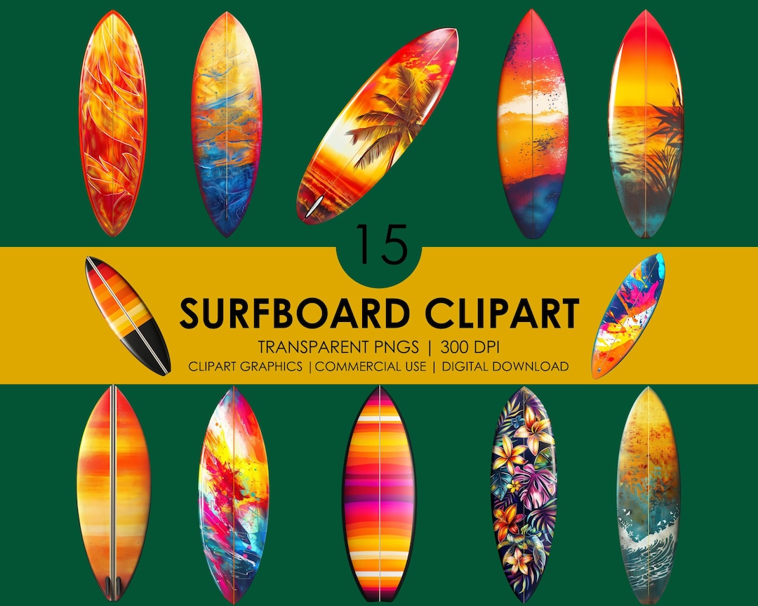 Surfboard Clipart: Beach Gear Graphics (digital Download) - Etsy
