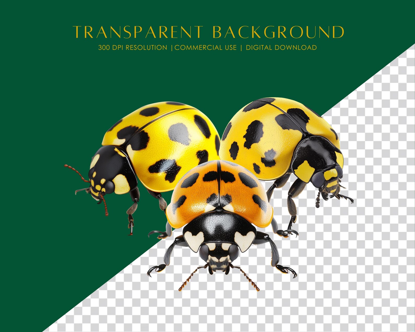 15 Yellow Ladybug Clipart| Cute Ladybug Png| Realistic Ladybug Clipart ...