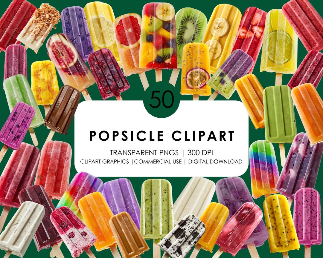 50 Popsicles Clipart| Realistic Clipart| Ice Cream Clip Art| Summer ...