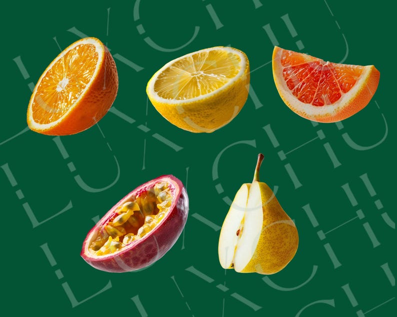 20 Sliced Fruit Clipart Realistic Fruit Clipart Realistic Clipart High ...