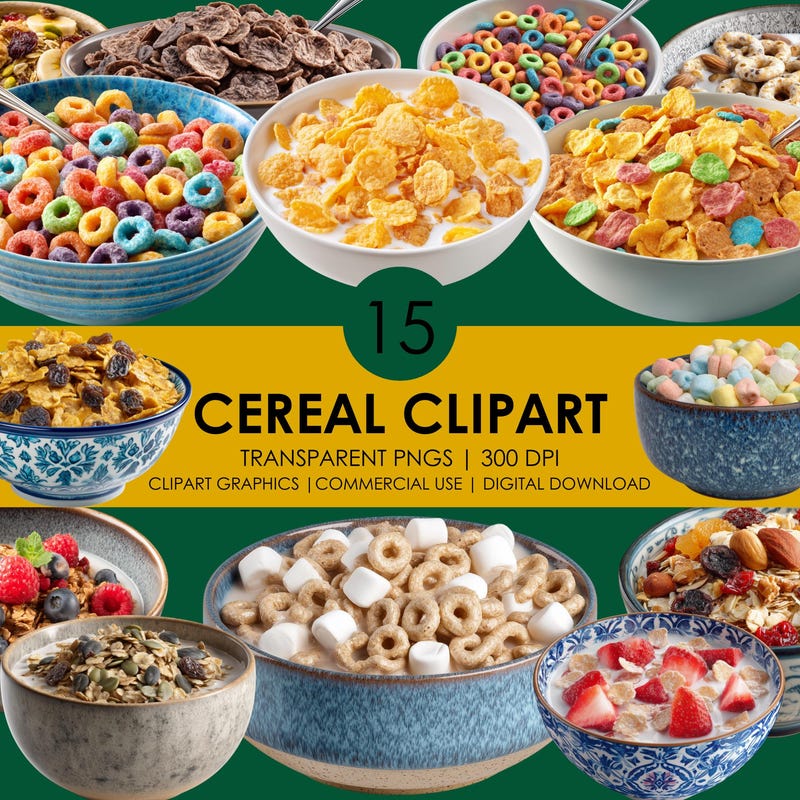 Cereal Clipart - Etsy