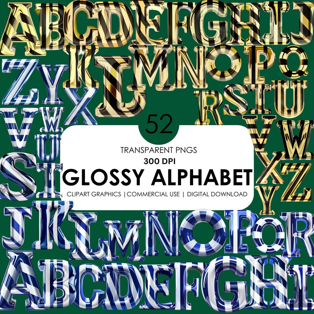 Glossy Alphabet Clipart 3D, Uppercase Letters, Clipart Bundle Full ...