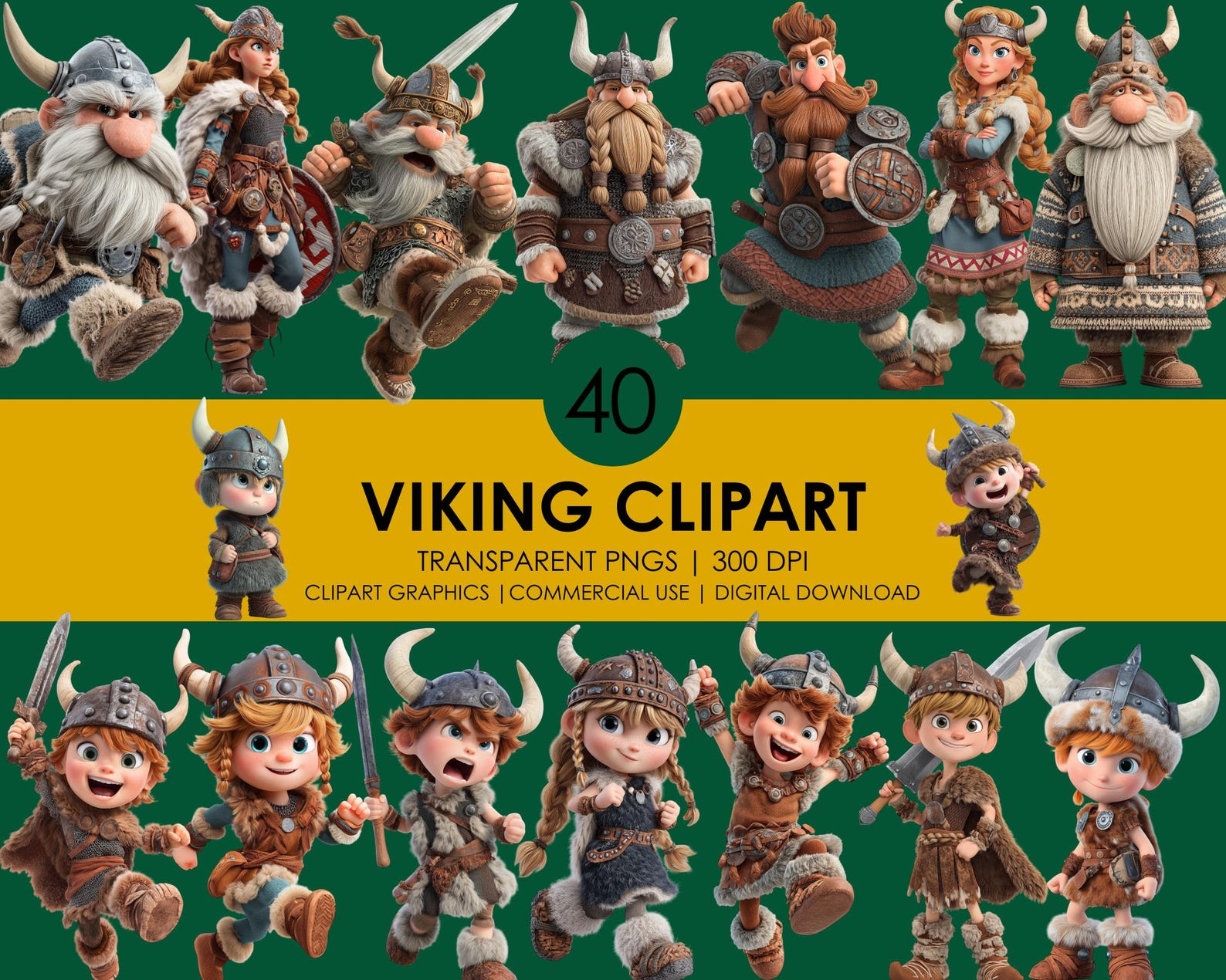 40 Viking Cartoon Character Clipart, Viking PNG, Cute Viking ...
