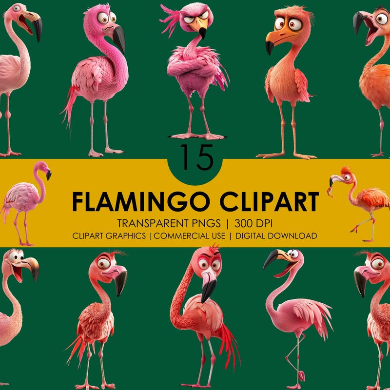 Flamingo Clipart - Etsy