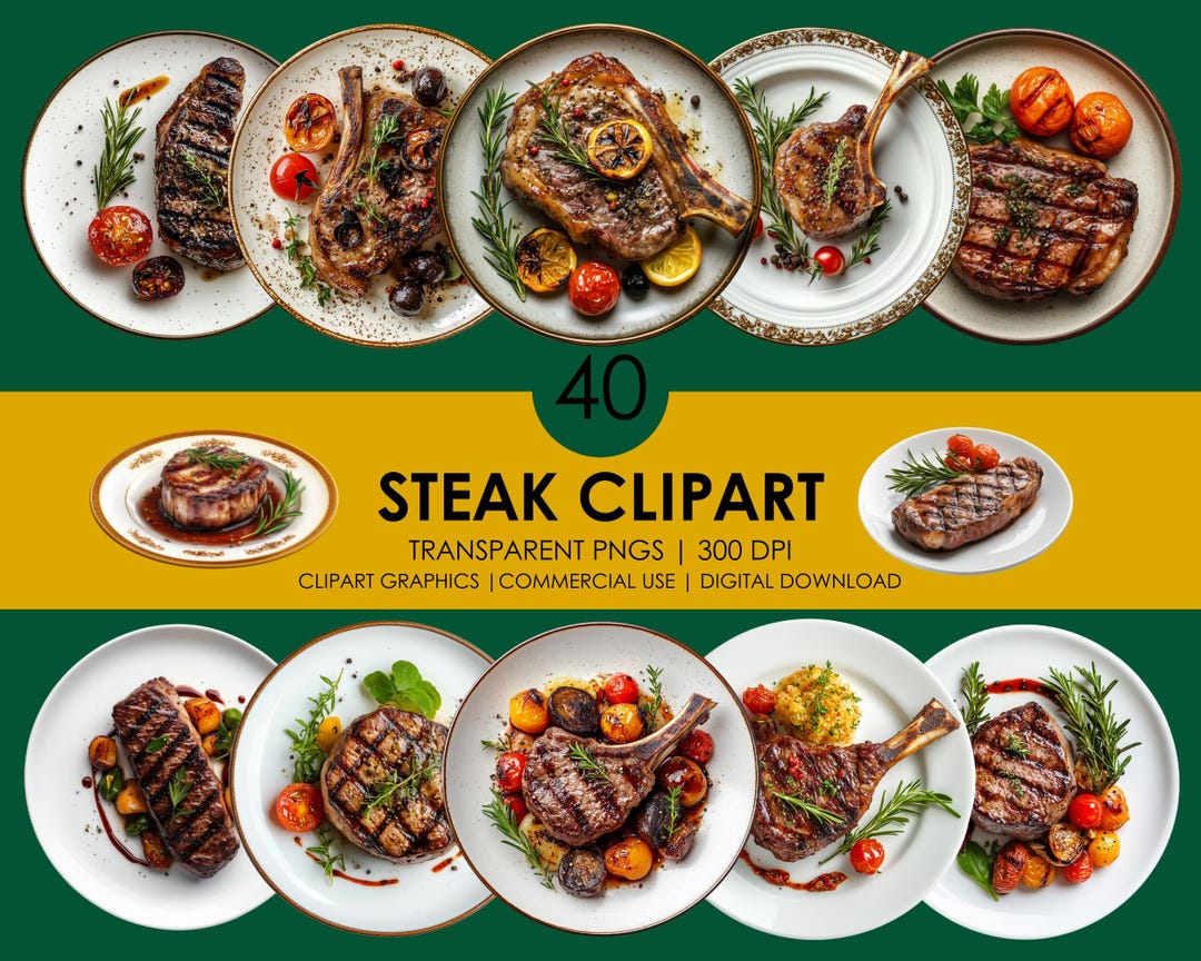 40 Realistic Steak Clipart: Beef PNG Graphics (digital Download) - Etsy