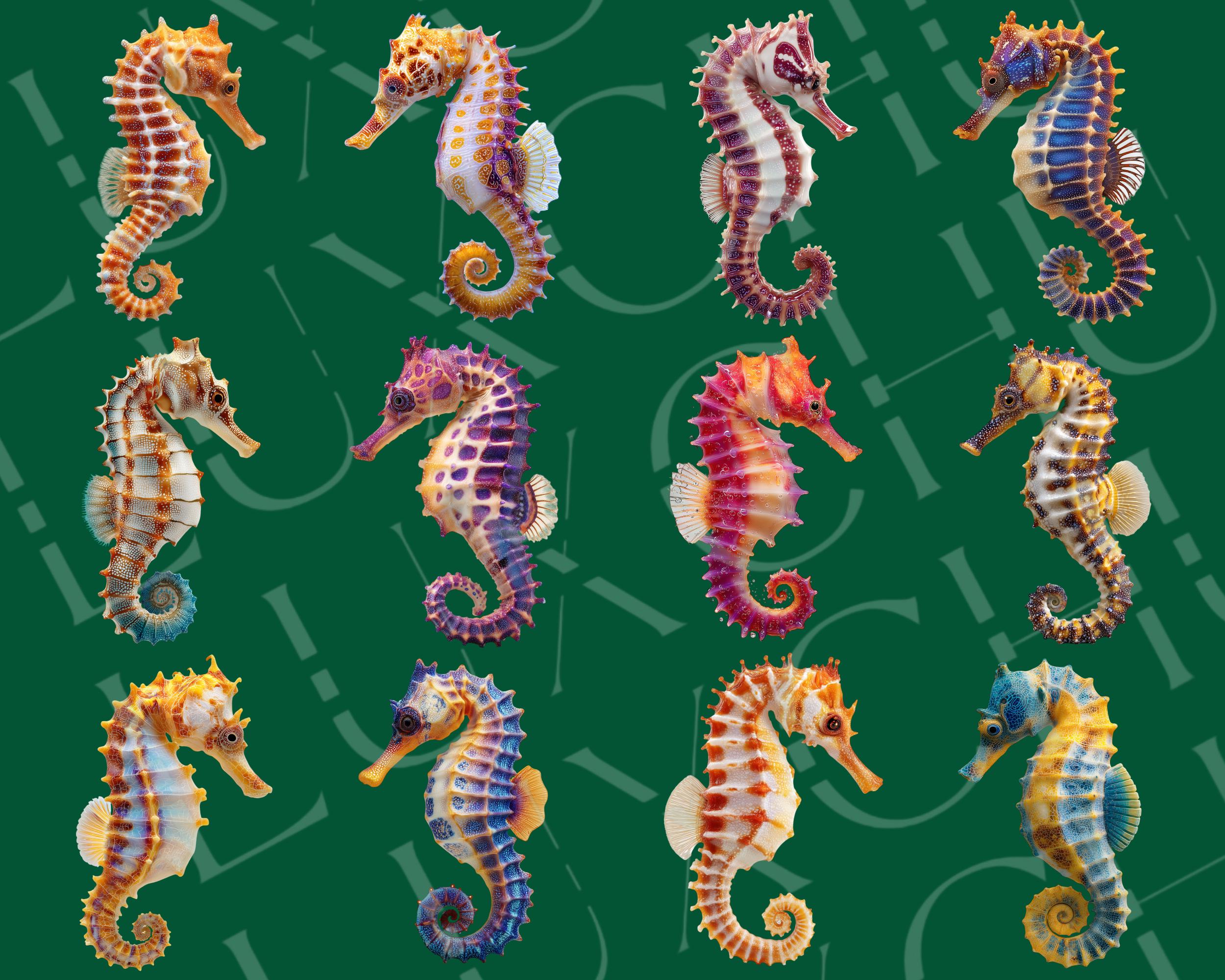 45 Seahorse Clipart| Marine Creature PNG| Realistic Clipart| Aquatic ...