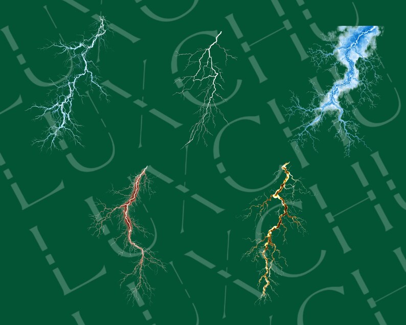 Lightning Clipart, Electric Flash Graphics, Weather Lightning PNG Set ...