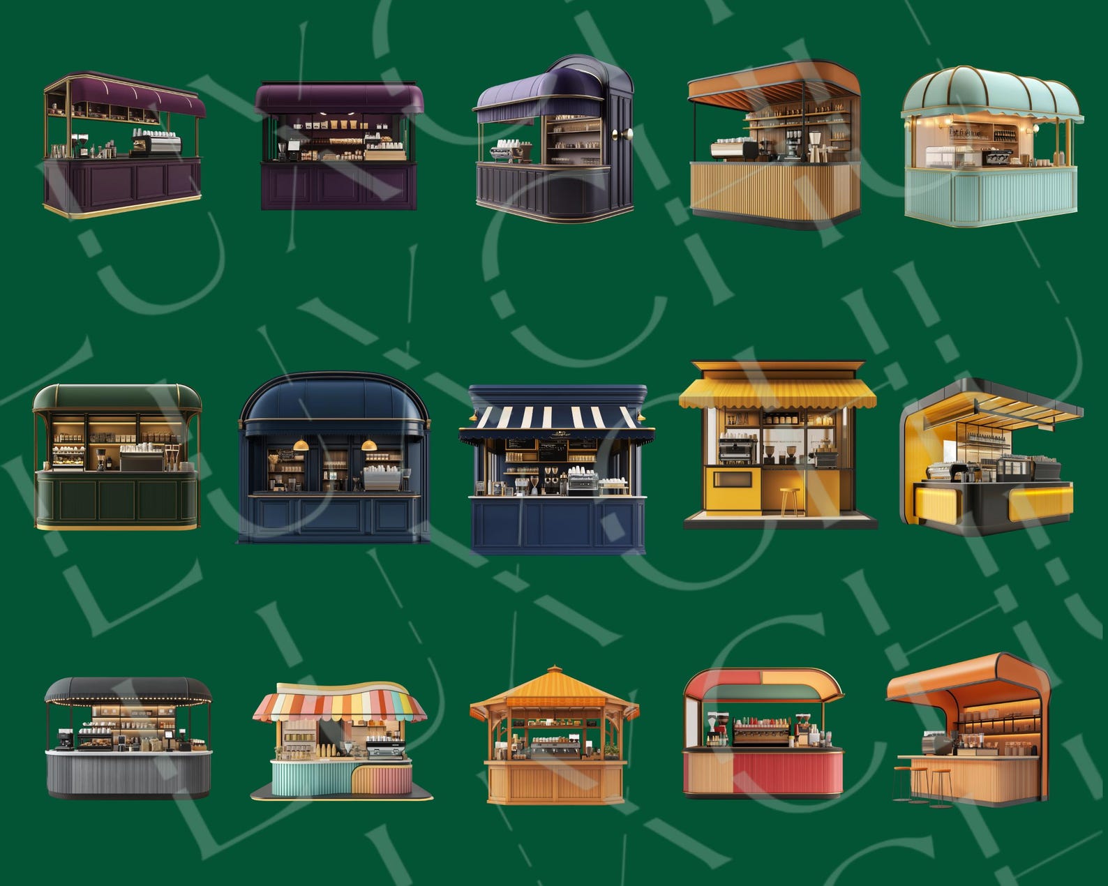 35 Coffee Shop Clipart Bundle| Realistic Café |cafe Storefronts Clipart ...