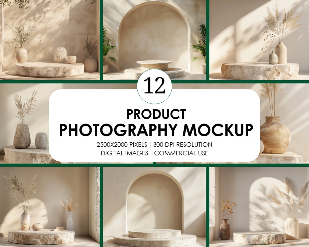 12 Product Photography Mockup Bundle| Podium Mockup| Minimal Product ...