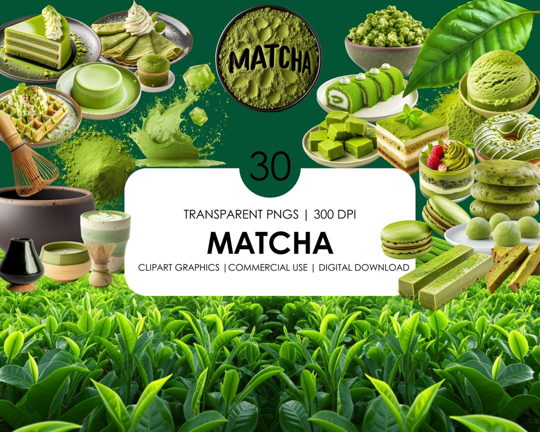 30 Matcha Green Tea Clipart| Matcha PNG| Green Tea and Latte Graphics ...