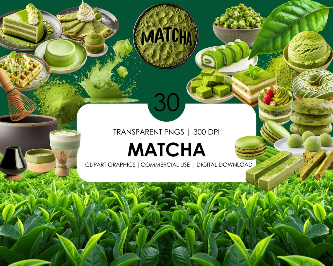30 Matcha Green Tea Clipart Matcha PNG Green Tea and Latte Graphics ...