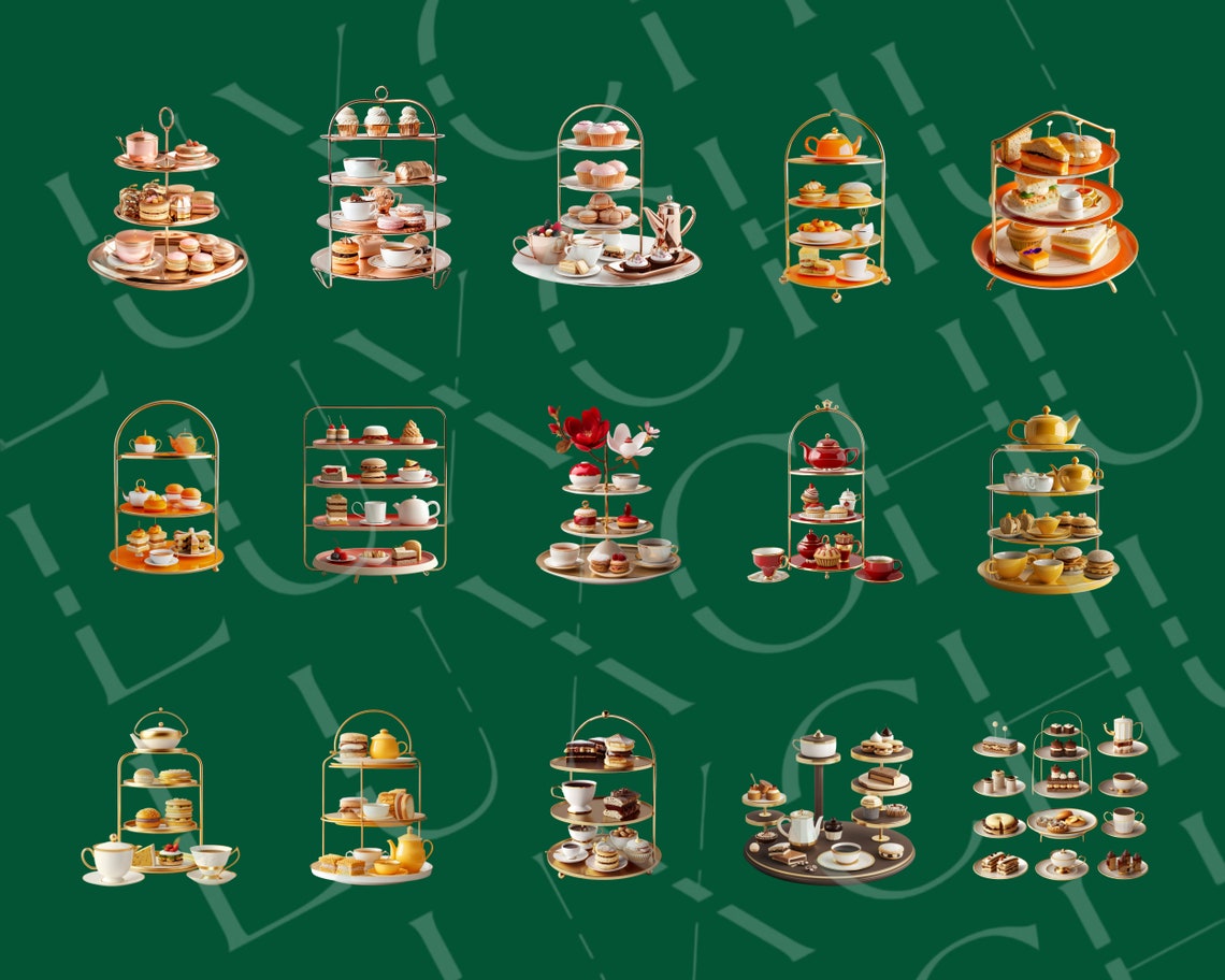 30 Afternoon Tea Clipart Tea Time English Tea Clipart Bundlerealistic ...