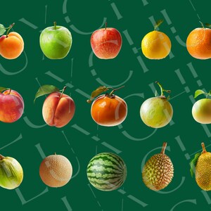50 Fruit Clipart| Realistic Fruits Clipart | Apple| Fruits Png ...