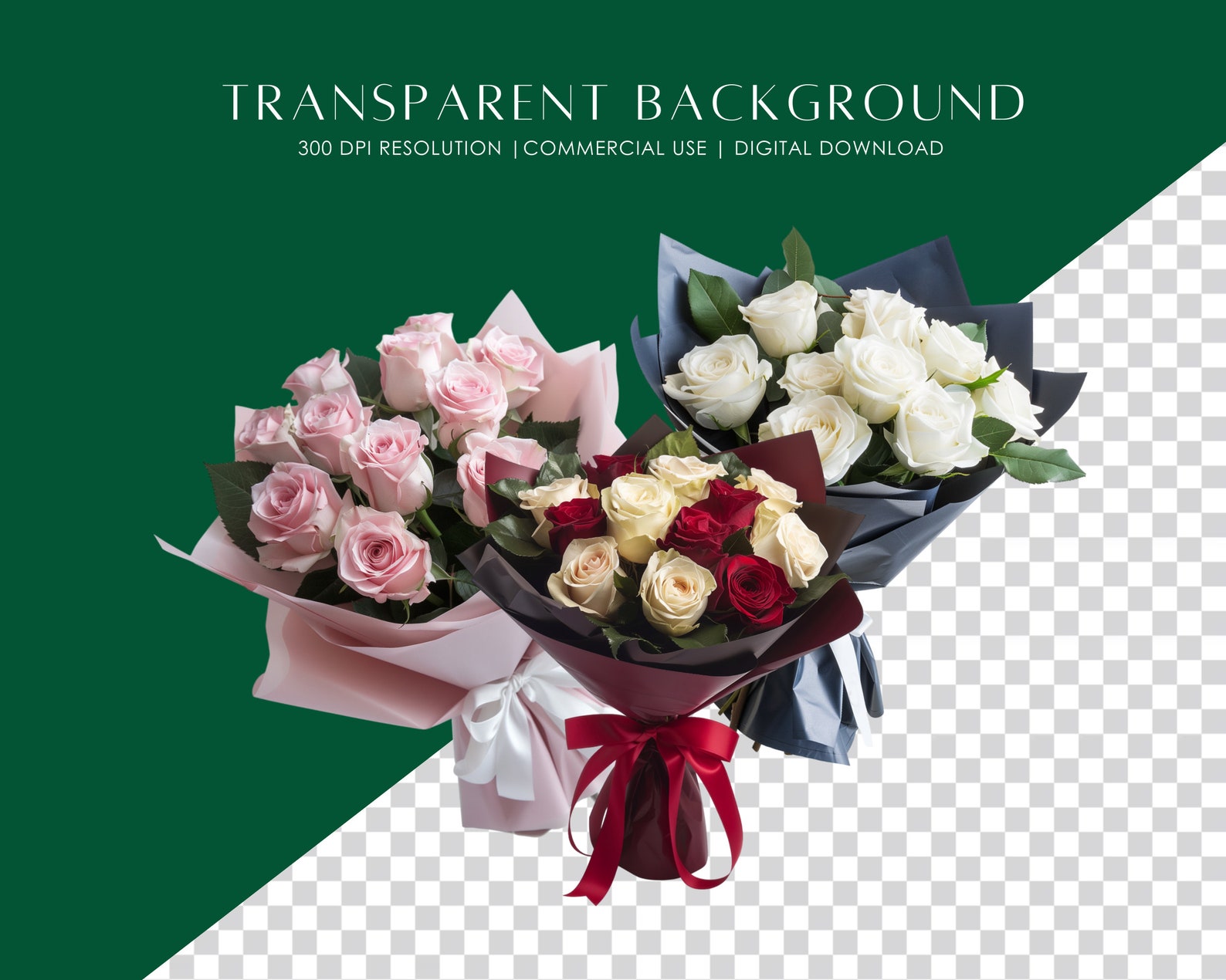 30 Roses Bouquet Clipart Rose Clipart Bundle Floral Clipart Roses ...